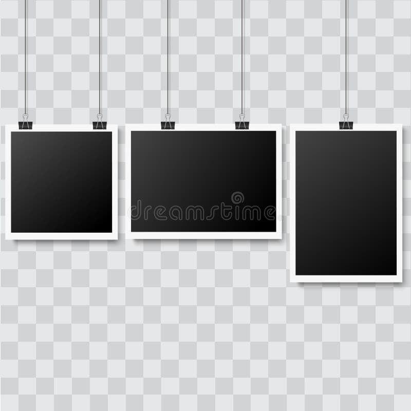 Set of Realistic Photo Frames on Transparent Background. Vector Stock ...