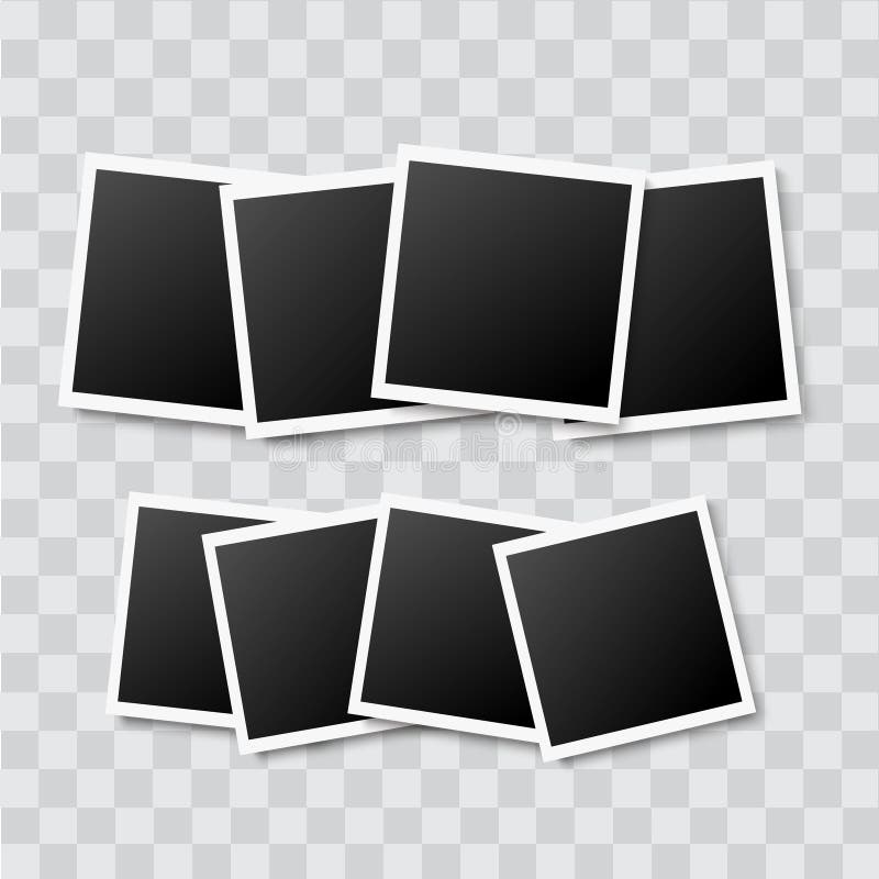 Set of Realistic Photo Frames on Transparent Background. Vector Stock ...
