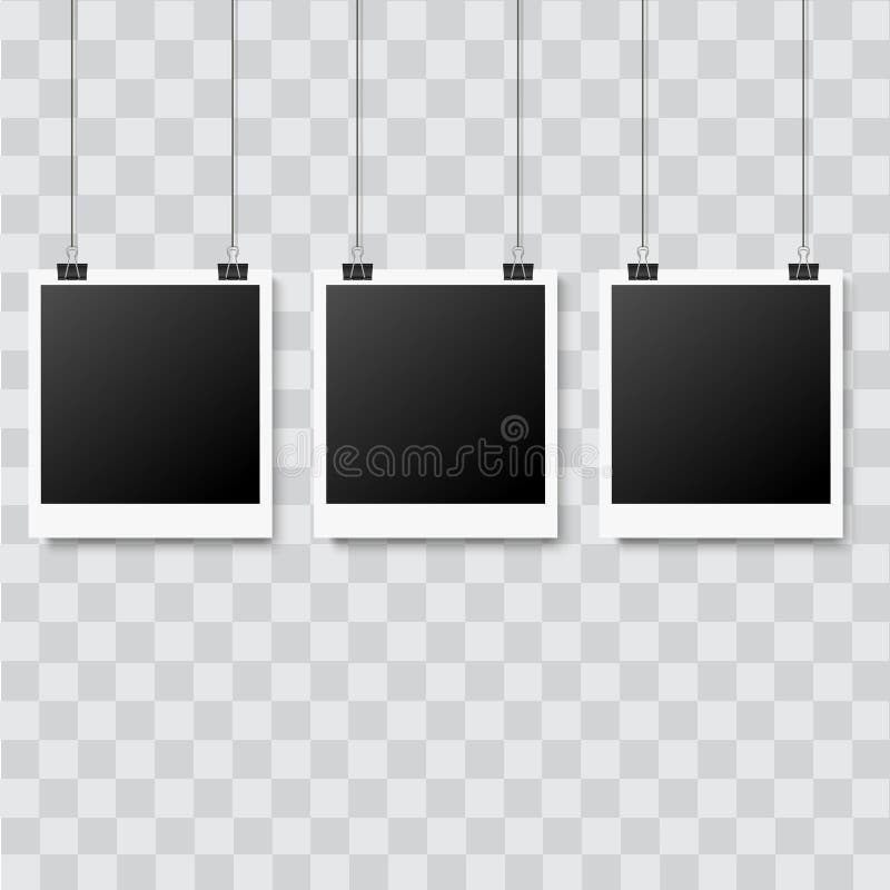 Set of Realistic Photo Frames on Transparent Background. Vector Stock ...