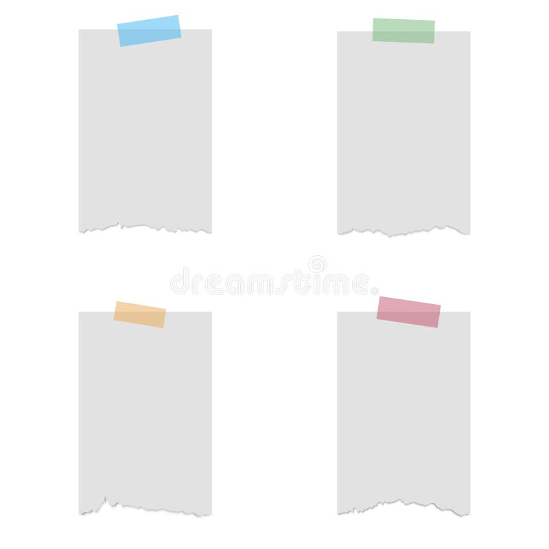 Set of Realistic Pieces of Ripped Papers with Clip. Vector. Stock ...