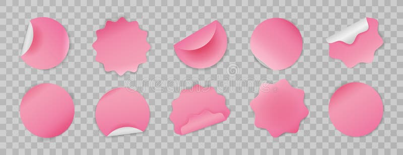 Set of Realistic Pink Round Stickers. Stock Vector - Illustration of ...
