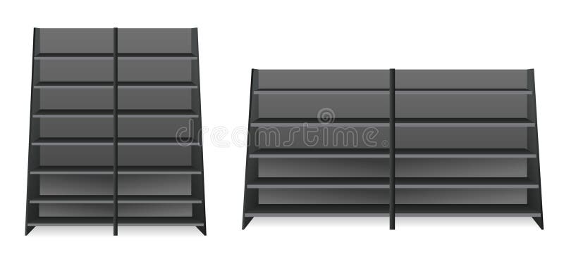 Set of Realistic Retail Store Display Shelving Units Isolated on White ...