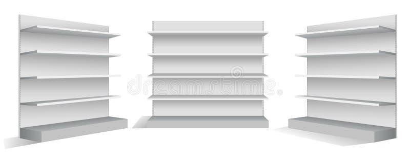 Set of Realistic Retail Store Display Shelving Units Isolated on White ...
