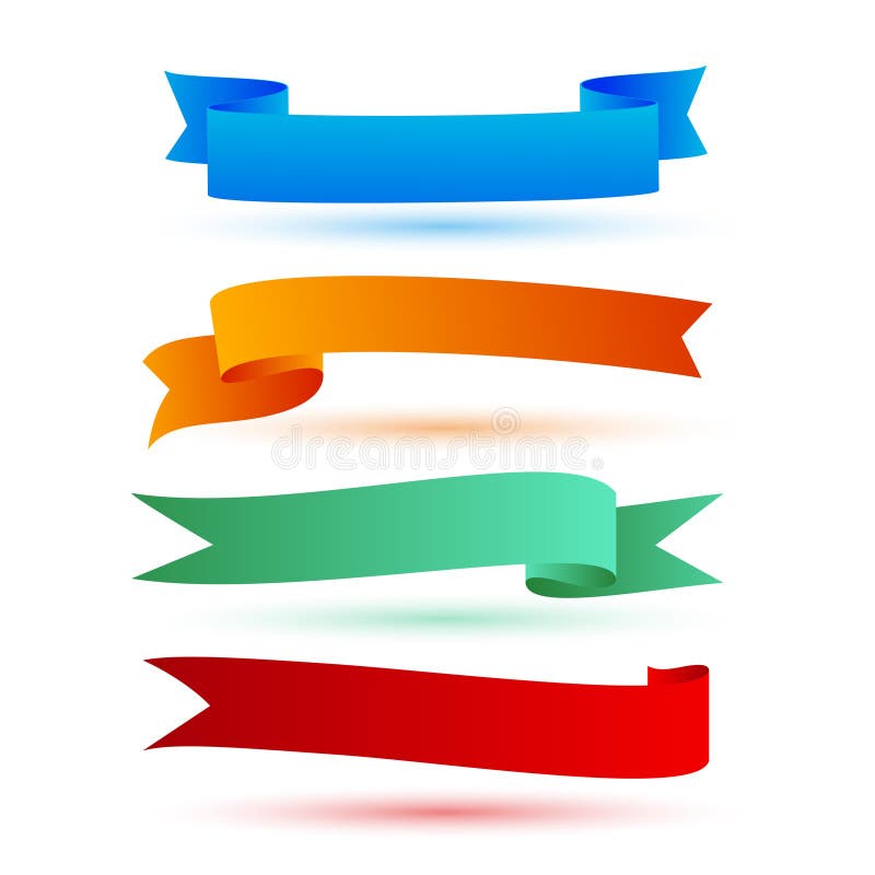Set of Realistic Ribbon Band Element Banner Design Stock Vector ...