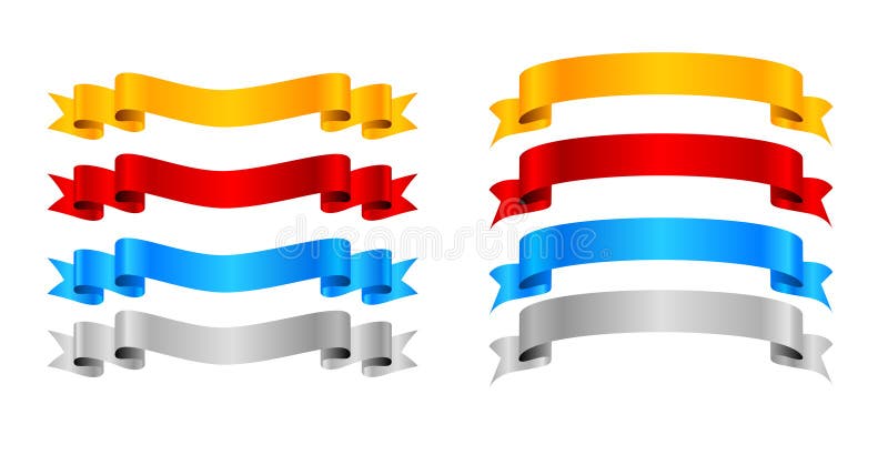 Set of Realistic Ribbon Band Element Banner in Different Color Stock ...