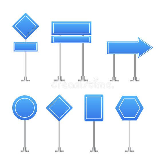 Set of Realistic Road Signs. Empty Signs Stock Vector - Illustration of ...
