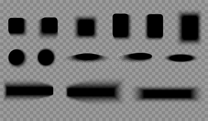 Set of Realistic Shadow Effects on Transparent Background of Various ...