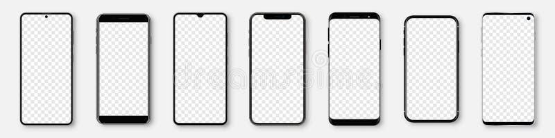 Set of Realistic Smartphone Mockup with Blank Screen. Phone Display ...