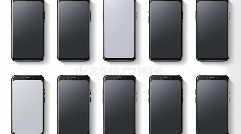 Set of Realistic Smartphones with Blank Screen Isolated on White ...