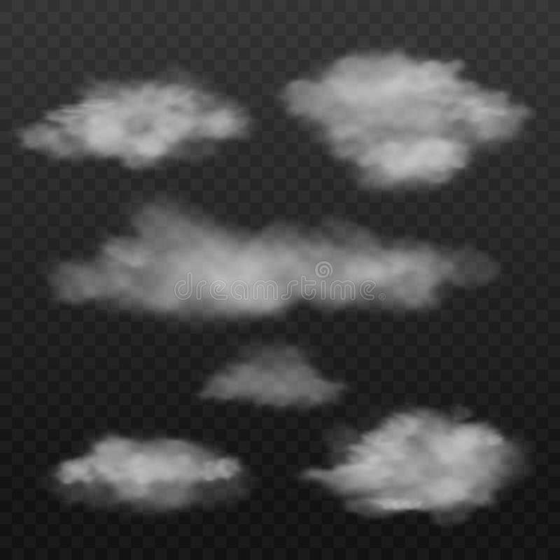 Set of Realistic Smoke or Fog Clouds Vector Illustration Isolated on ... Set of Realistic Smoke or Fog Clouds Vector Illustration Isolated on ...