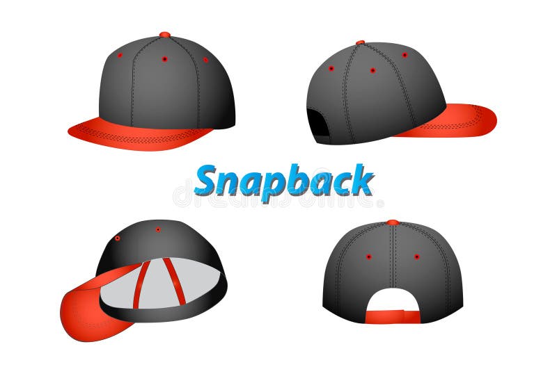 Set of Realistic Snapback Cap Dimensions, Various Hat Dimensions ...
