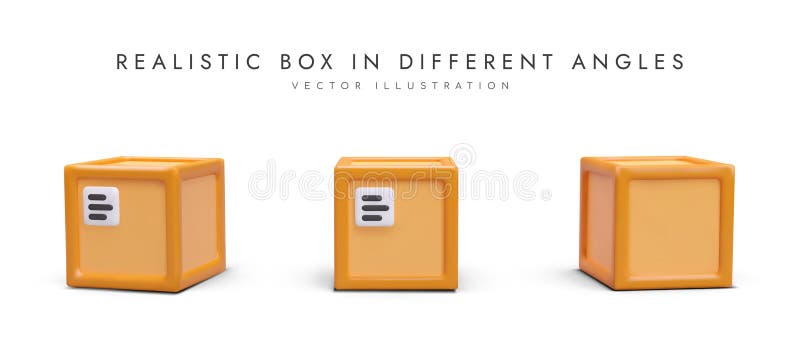 Set of Realistic Square Boxes, View from Different Angles Stock Vector ...