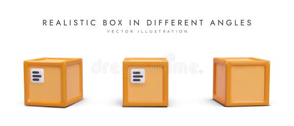 Set of Realistic Square Boxes, View from Different Angles Stock Vector ...