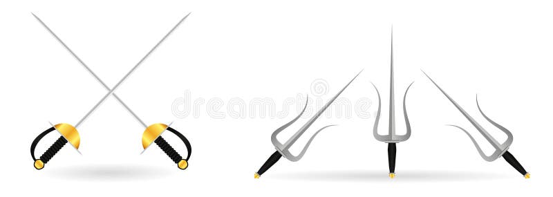 Set of Realistic Sword Warrior and Trident. Eps Vector. Stock Vector ...
