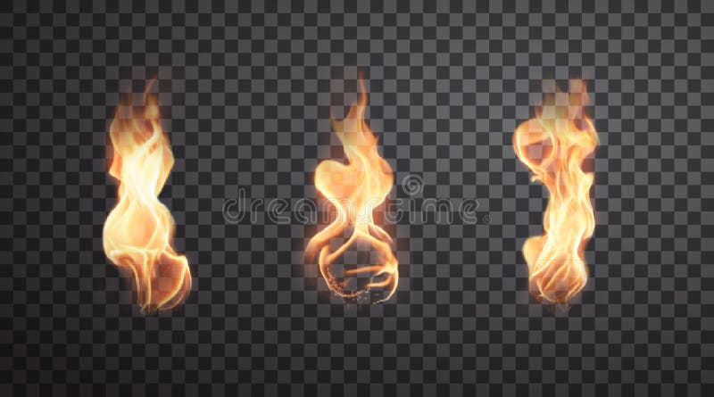 Set of Realistic Torch Flame Isolated on Transparent Background. Stock ...