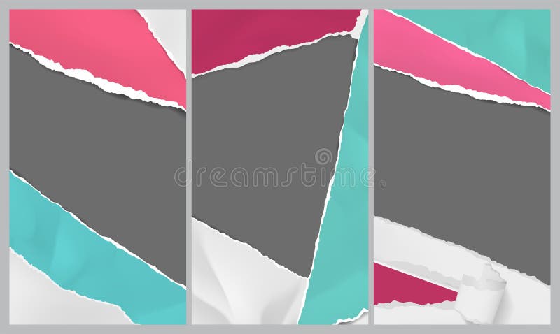 Set of Realistic Torn Paper Cards Stock Illustration - Illustration of ...