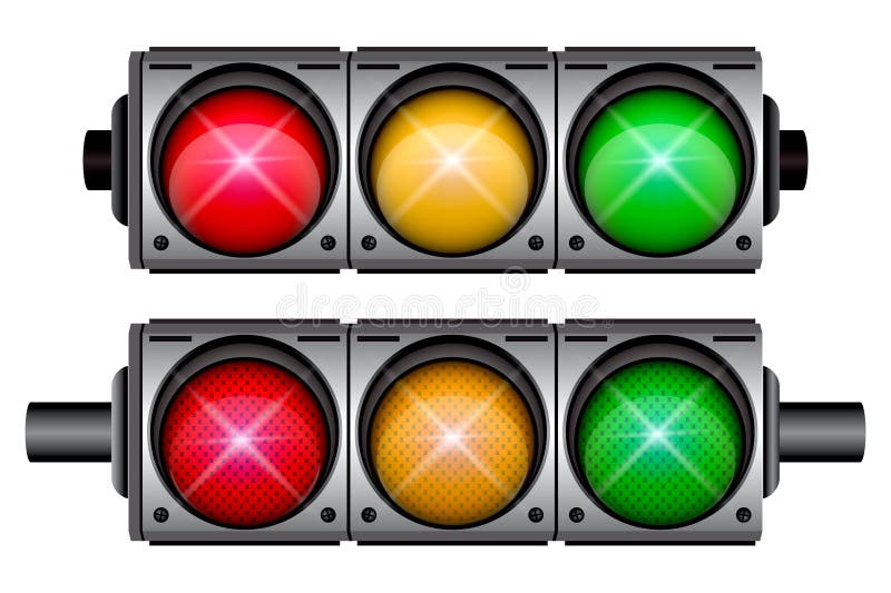 Set of Realistic Traffic Light with Flash Light Isolated. 3D Render ...
