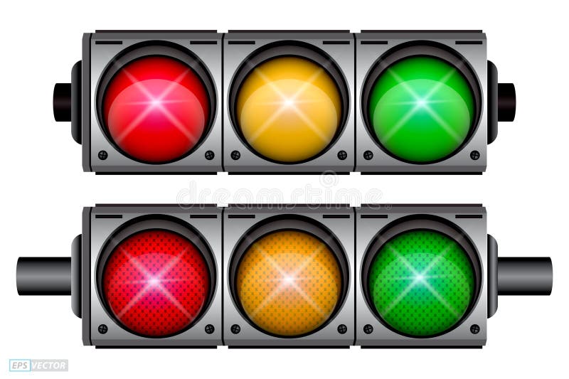 Set of Realistic Traffic Light with Flash Light Isolated. Eps Vector ...