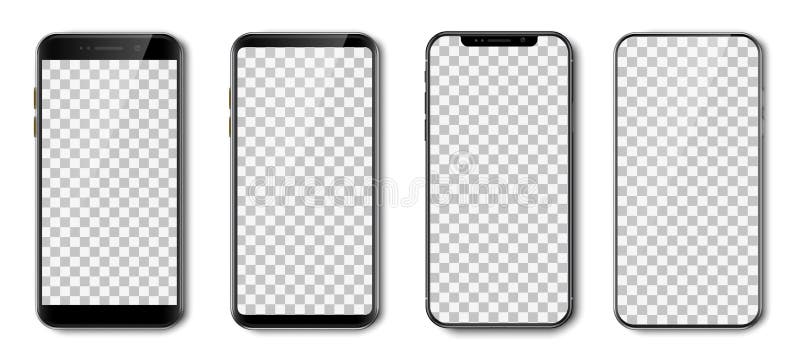 Set Realistic Trendy Different Black Models Smartphone Mockup with ...