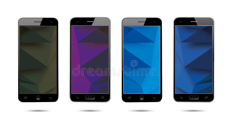 Set of Realistic Vector Android Mobile Phone Touch Screen Illustration ...