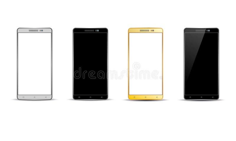 Set of Realistic Vector Android Mobile Phone Touch Screen Illustration ...