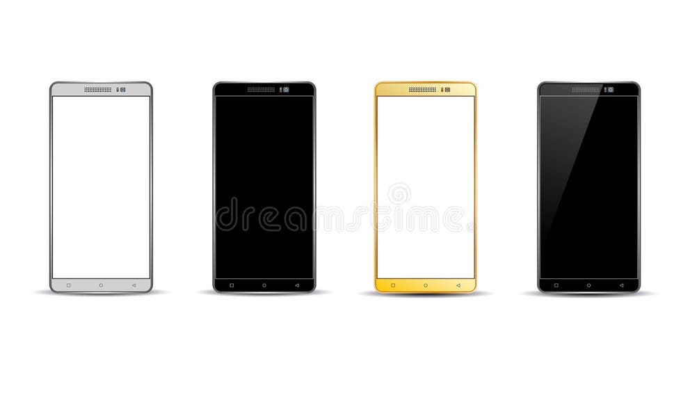 Set of Realistic Vector Android Mobile Phone Touch Screen Illustration ...