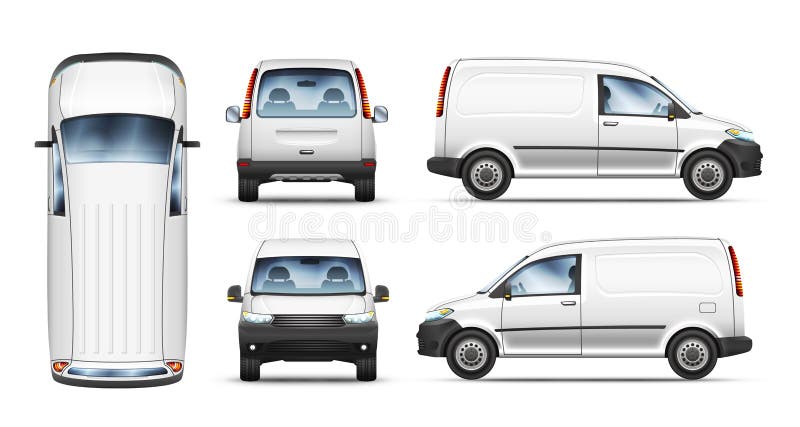 Set of Realistic Vector Illustrations of Mini Van from Different View ...