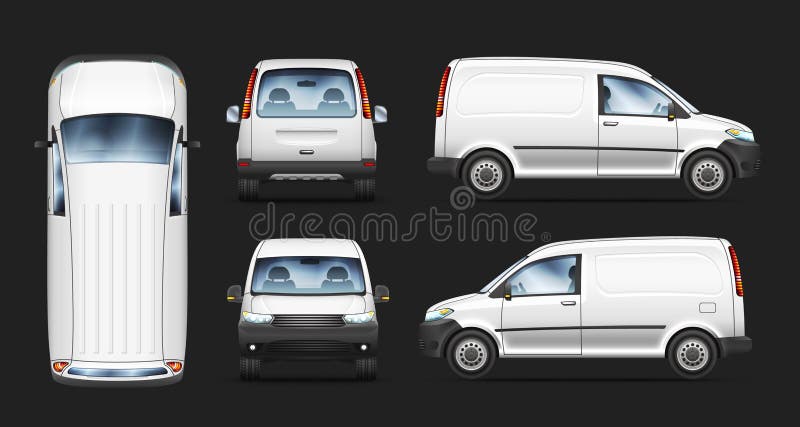Set of Realistic Vector Illustrations of Mini Van from Different View ...