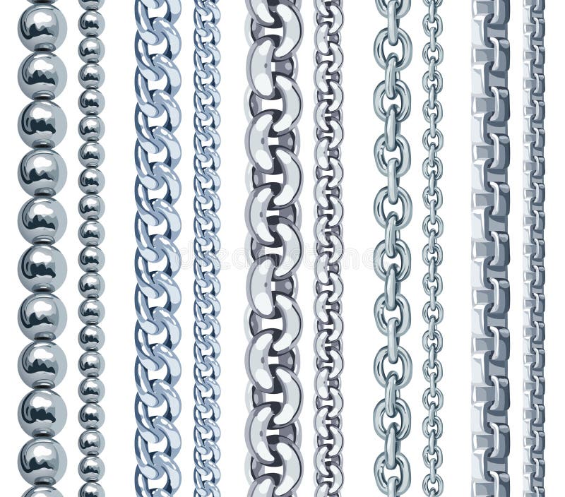 Set of Realistic Vector Silver Chains Stock Vector - Illustration of ...