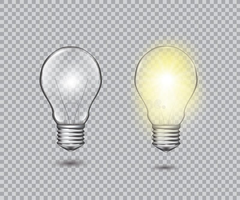 Set of Realistic Vector Transparent Light Bulbs Stock Vector ...