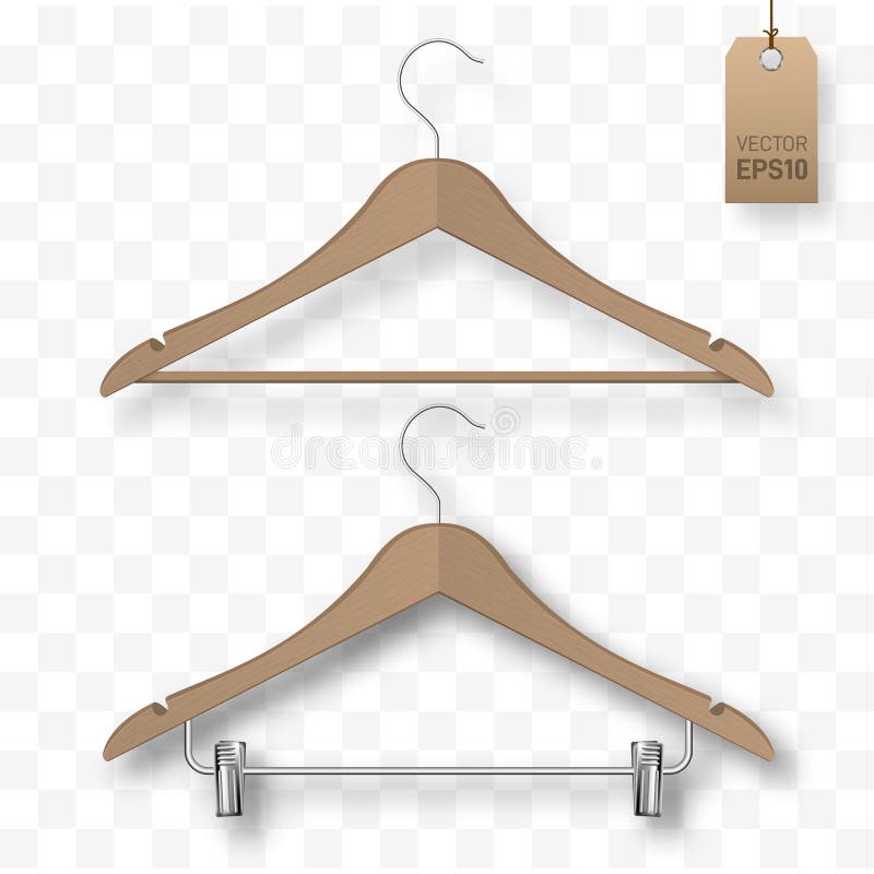 Set of Realistic Vector Wooden Cloth Hanger Isolated. Vector ...