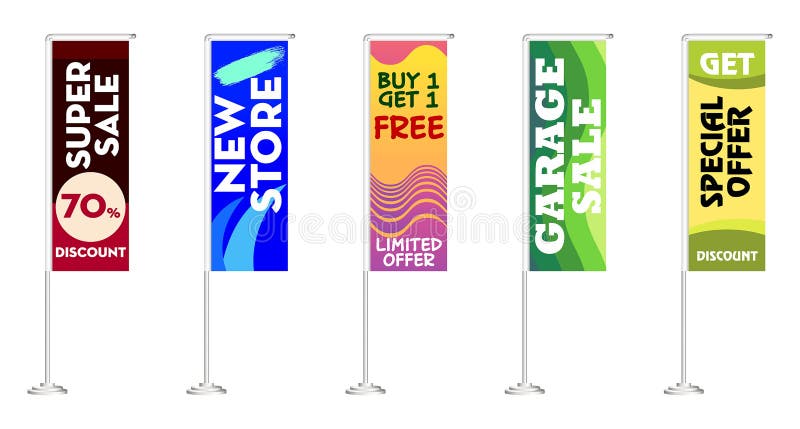Set of Realistic White Flag and Textile Banner Template Isolated. Eps ...