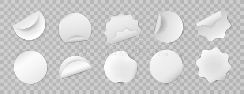 Set of Realistic White Round Stickers. Stock Vector - Illustration of ...