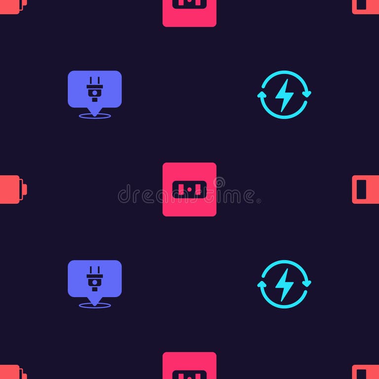 Set Recharging, Electric Plug, Electrical Outlet and Battery on ...