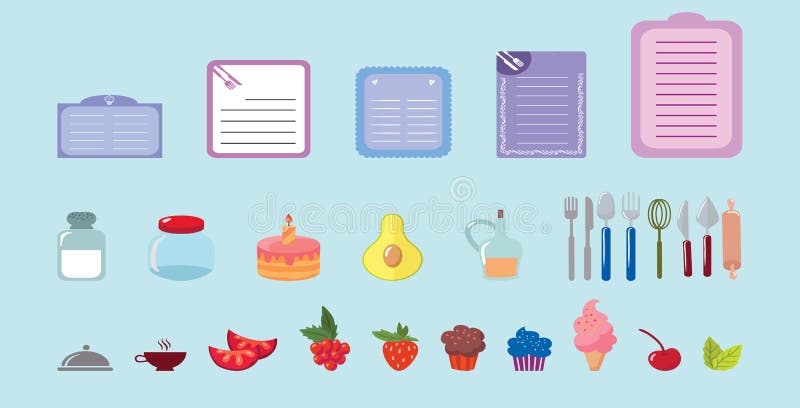 Set of Recipe Cartoon Icon Design Template with Various Models. Vector ...
