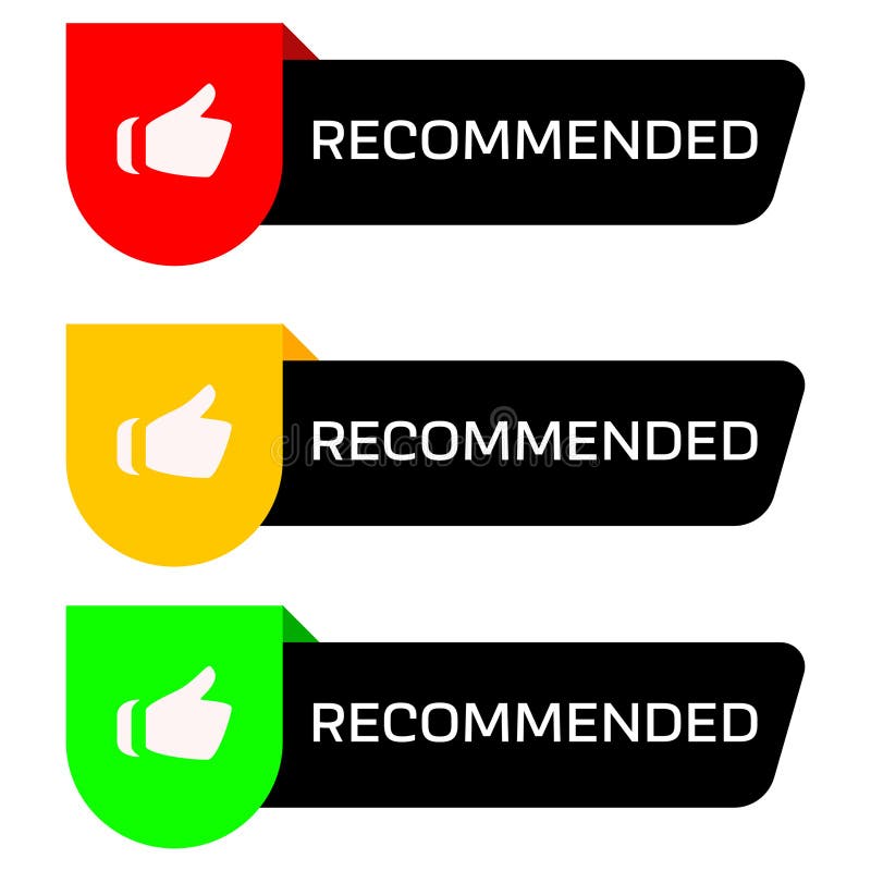 Set of Recommend Icon Label with Thumbs Up. Stock Illustration ...