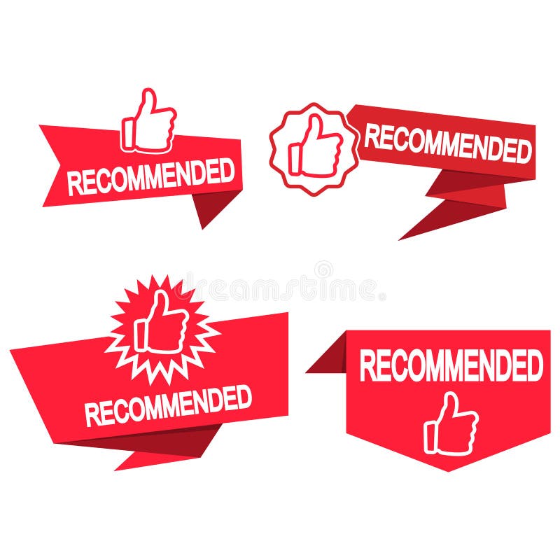 Set of Recommended Banners with Thumb Up Stock Vector - Illustration of ...