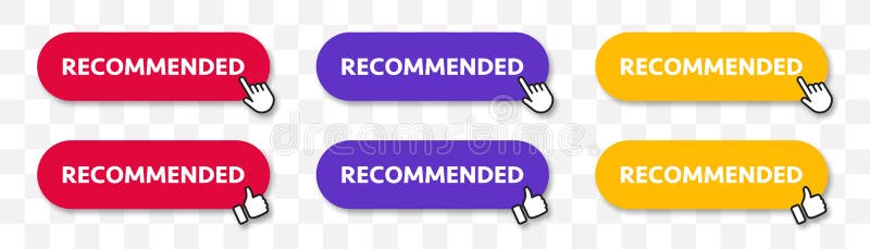 Set of Recommended Button. Recommend Icon with Thumbs Up ...