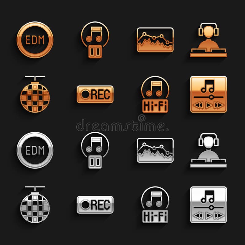 Set Record Button, DJ Playing Music, Music Player, Note, Tone, Disco ...