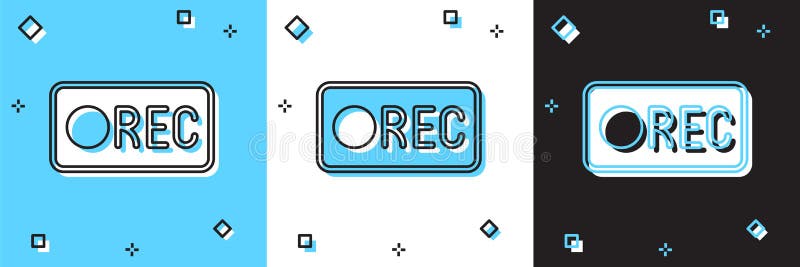 Set Record Button Icon Isolated on Blue and White, Black Background ...
