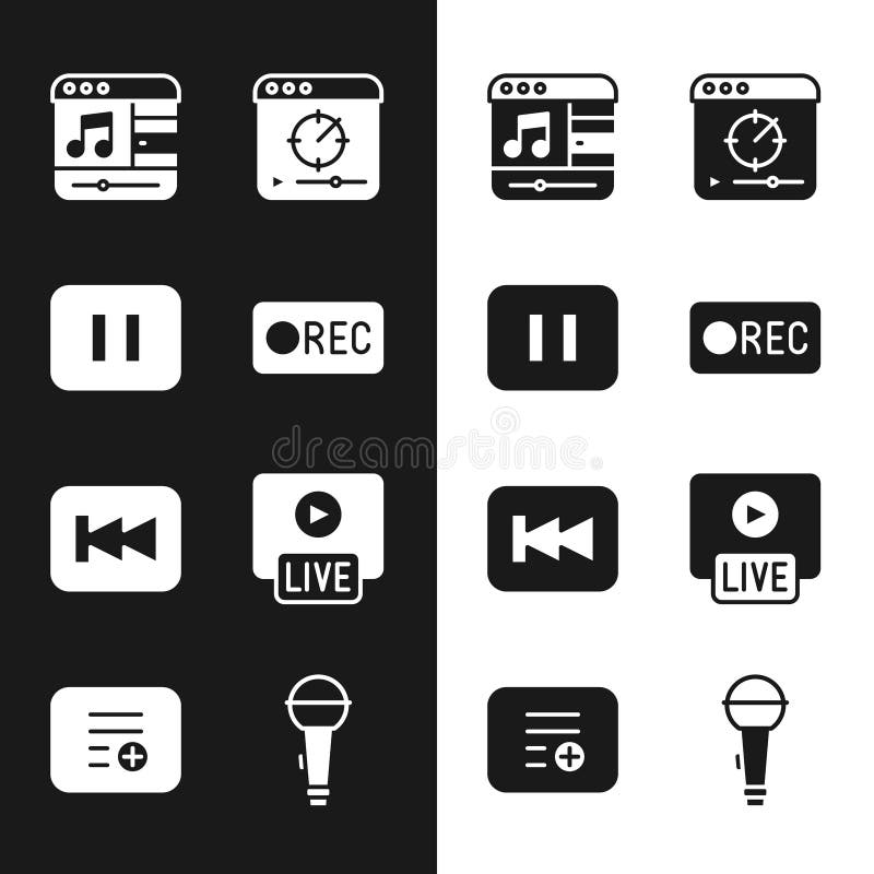 Set Record Button, Pause, Music Player, Online Video, Rewind, Live ...