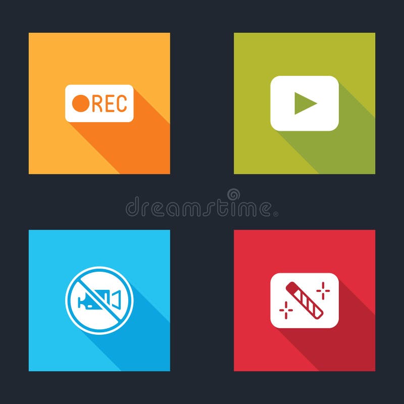 Set Record Button, Play, Prohibition No Video Recording and Photo ...