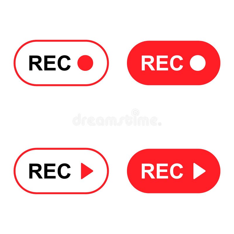 Set of Recording Sign Button, Red App Panel, Rec, Vector Symbol ...