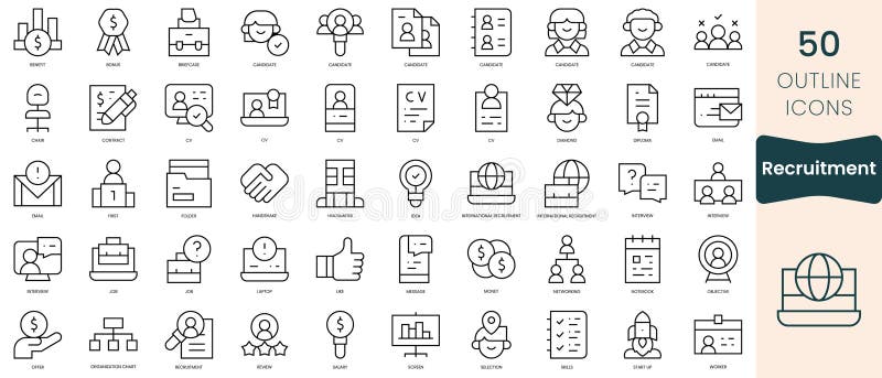 Set of Recruitment Icons. Thin Linear Style Icons Pack Stock Vector ...