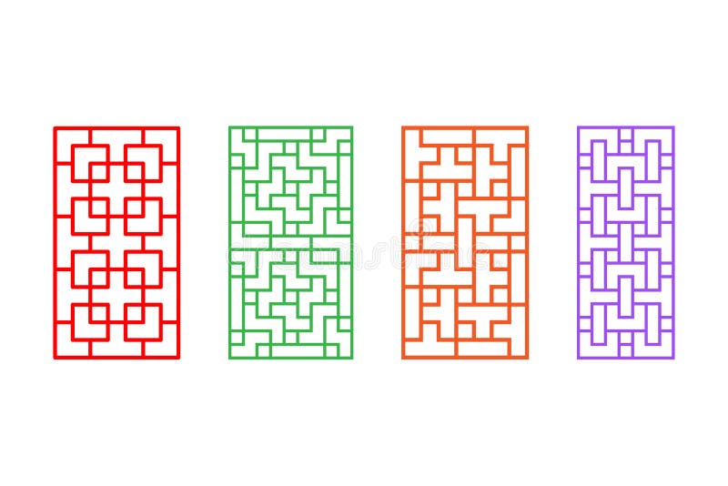 Set of Rectangle Chinese Pattern Window Frame Stock Vector ...