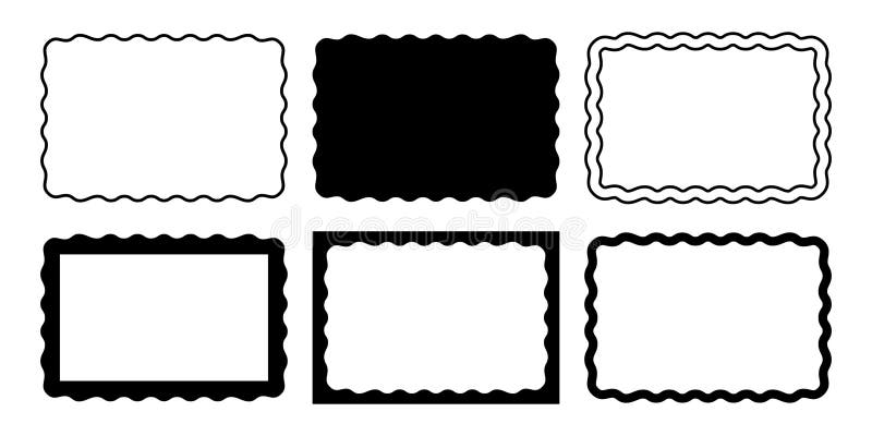 Set of Rectangle Frames with Wavy Edges. Rectangular Shapes with ...