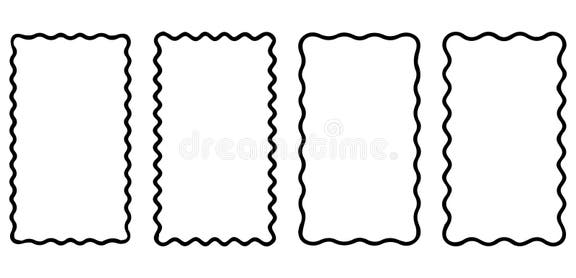Set of Rectangle Frames with Wavy Edges. Rectangular Shapes with Wiggly ...