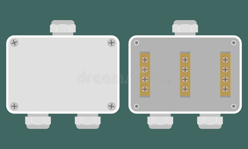 Set of Rectangle Junction Box with Bus Bars Stock Vector - Illustration ...