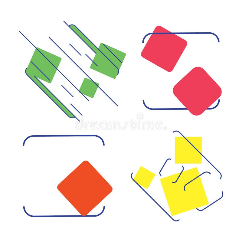 Set of Rectangle Logos with Lines Isolated on White Background. Square ...