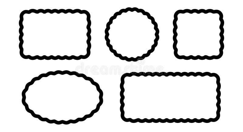 Set of Rectangle, Oval, Round and Square Frames with Curvy Borders ...